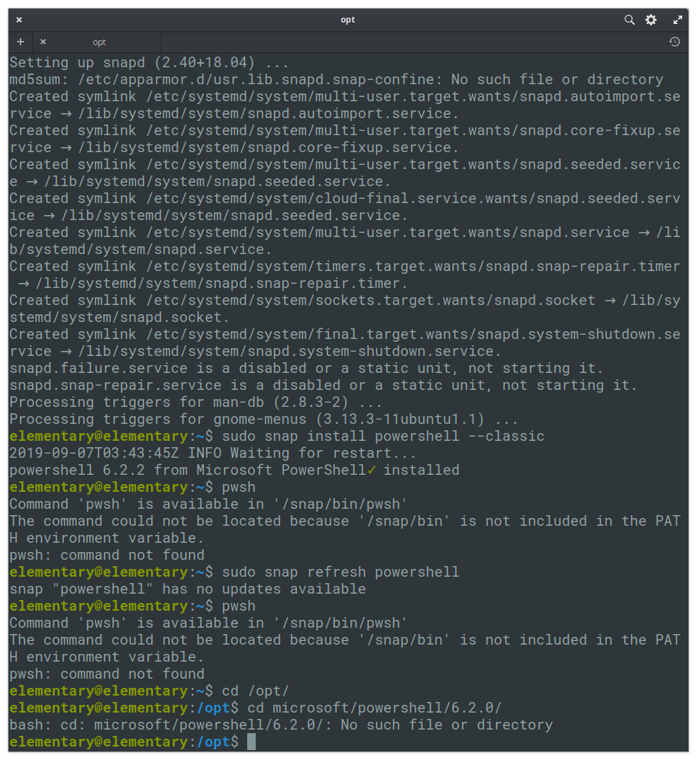 Unable To Open PowerShell On New Snap Install Issue 10496