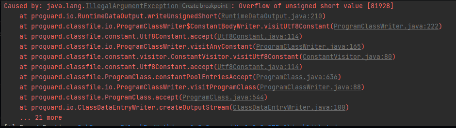Overflow of unsigned short value · Issue #134 · Guardsquare/proguard · GitHub