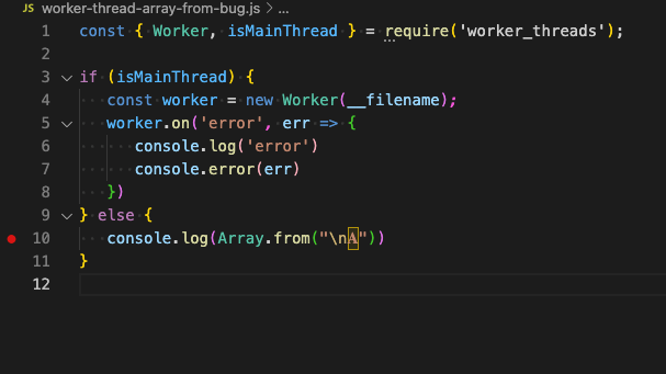 【Bug】Array.from() method cannot correctly handle surrogate pair under debugger mode of worker ...