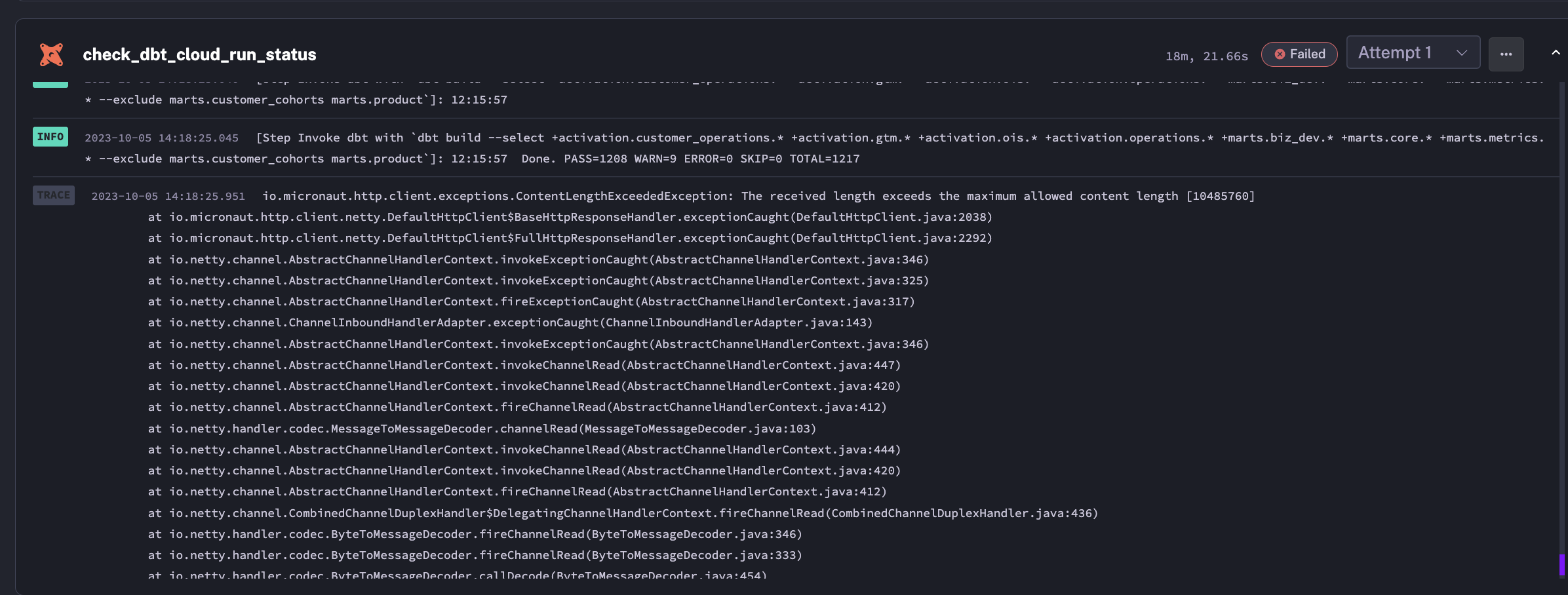 Increase Read Timeout and MaxContentLength of the HTTP client · Issue #71 · kestra-io/plugin-dbt ...