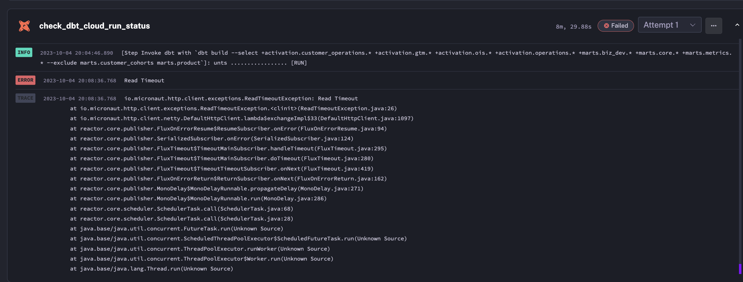 Increase Read Timeout and MaxContentLength of the HTTP client · Issue #71 · kestra-io/plugin-dbt ...