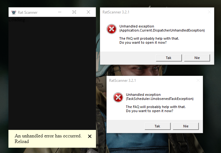Unhandled exception (TaskScheduler.UnobservedTaskException) · Issue #320 · RatScanner/RatScanner ...