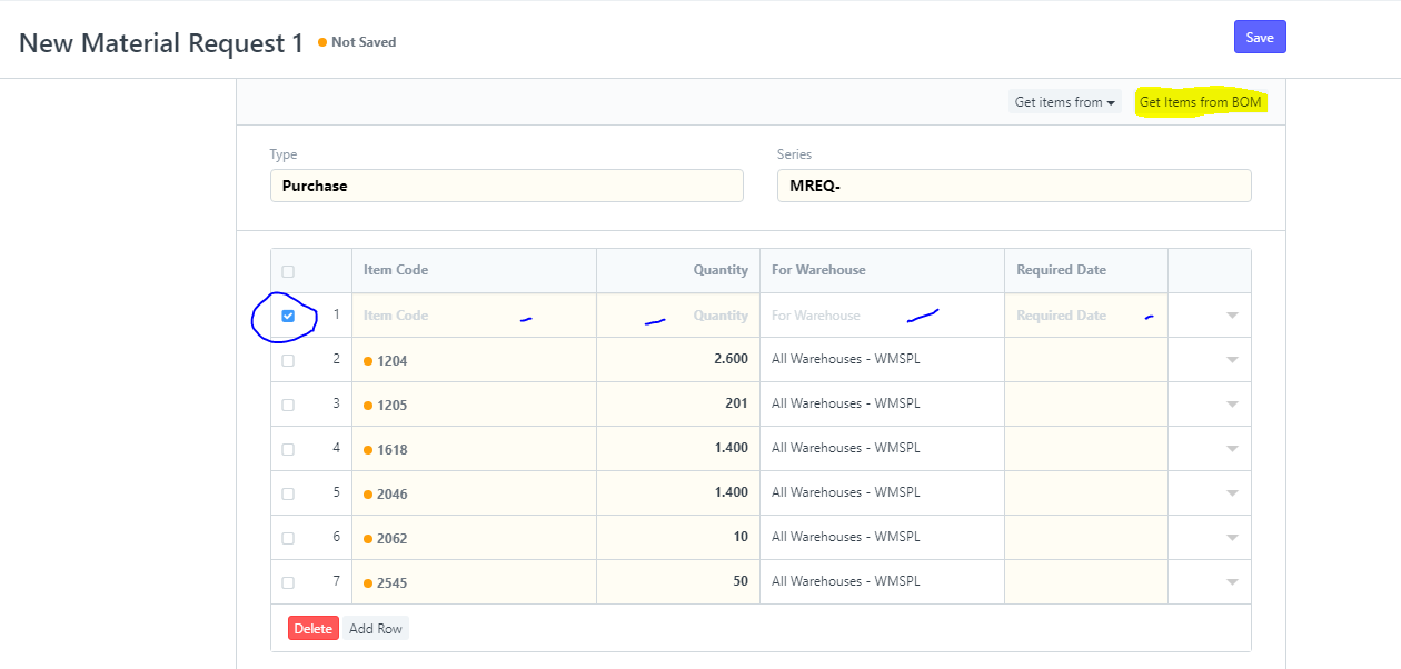 While Importing BOM Items, from "Get Items from BOM" in Material ...