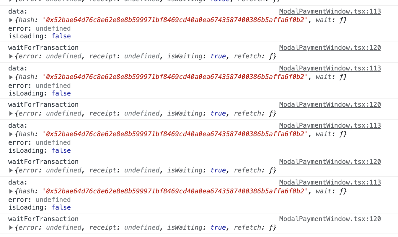 useWaitForTransaction seems not to work · Issue #660 · reown-com/appkit · GitHub