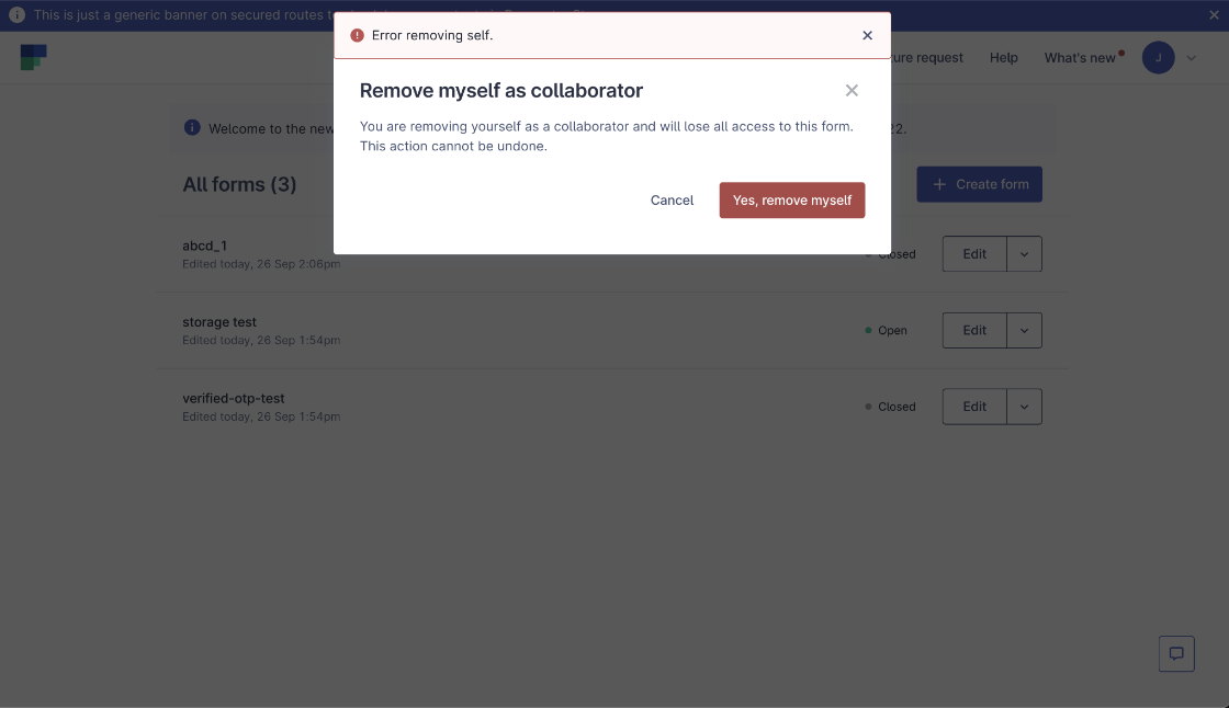[1] Close remove self as collaborator modal from dashboard · Issue #4936 · opengovsg/FormSG · GitHub