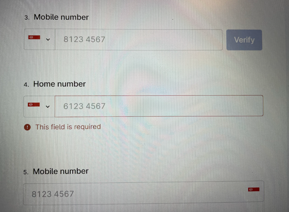 Home number preview always shows "This field is required" · Issue #5059 · opengovsg/FormSG · GitHub