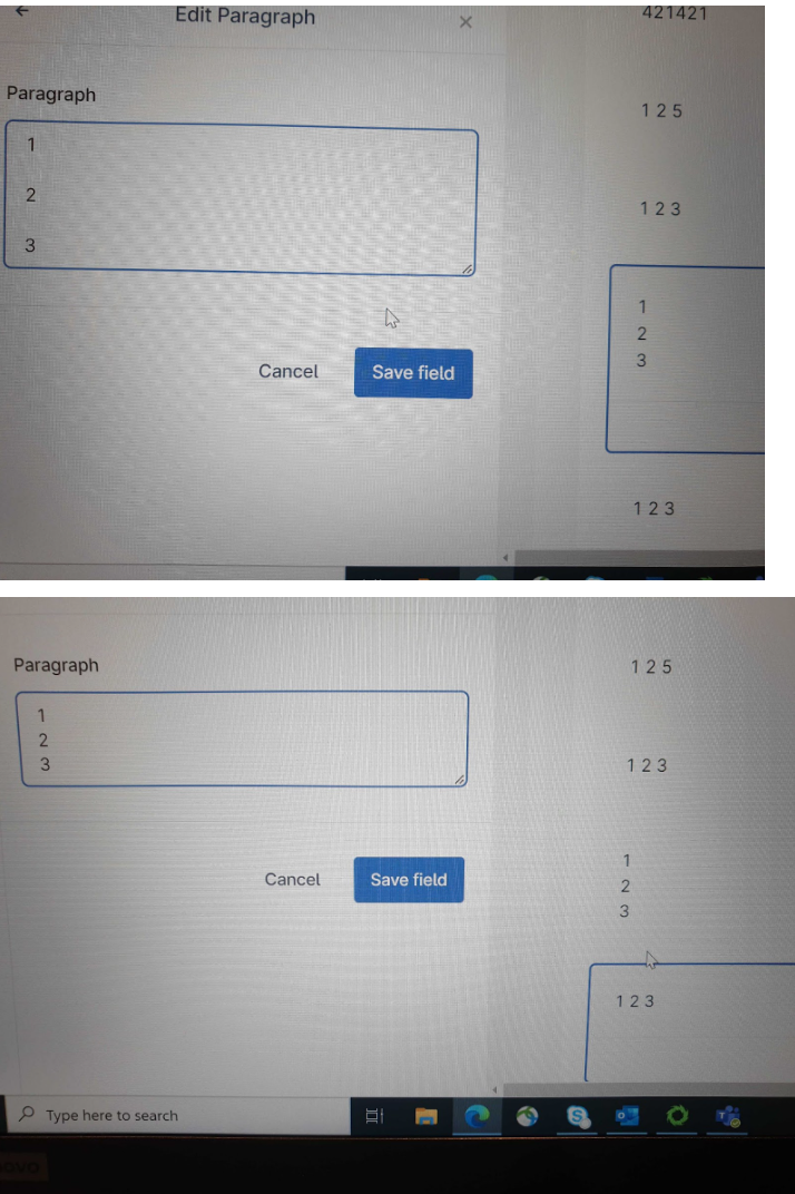 Paragraph field does not display the content as typed · Issue #5061 · opengovsg/FormSG · GitHub