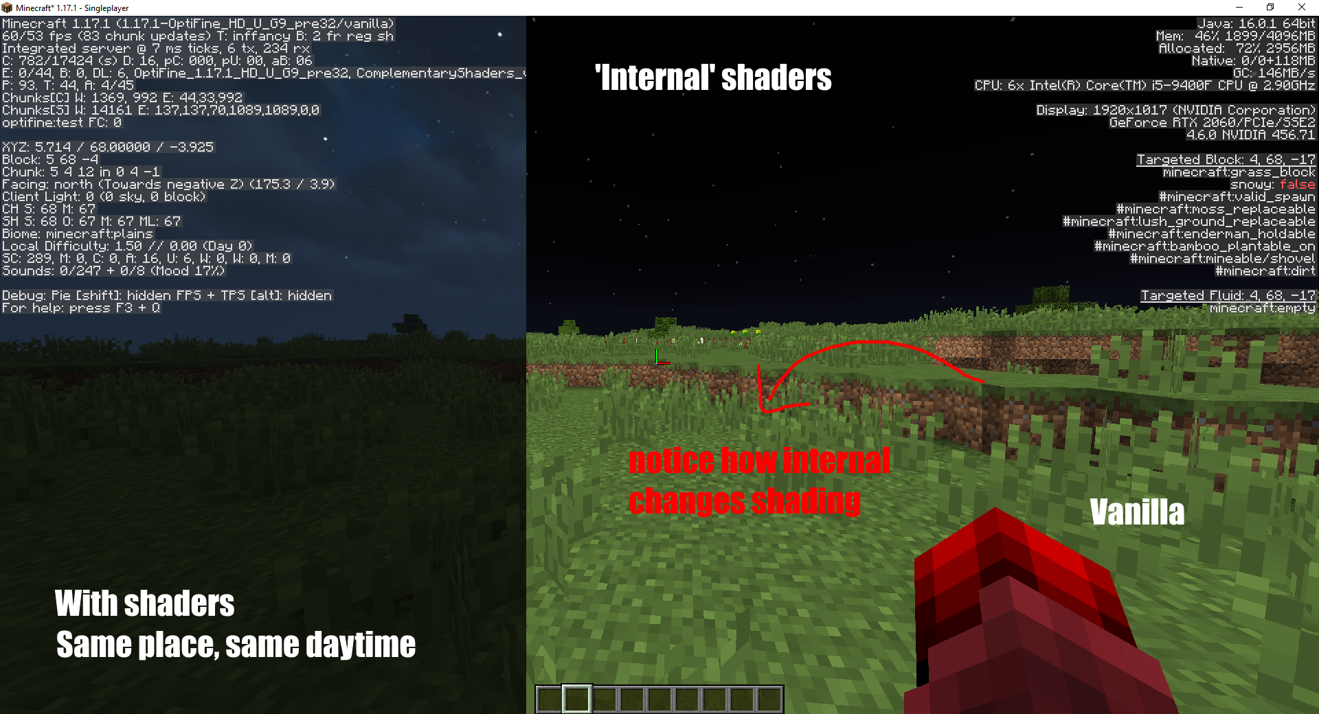 [1.17.1 G9 Pre32 and below] OptiFine does not pass enough info for ...