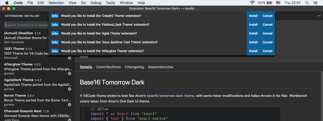 When re-loaded VSCode always shows list of recently installed ...