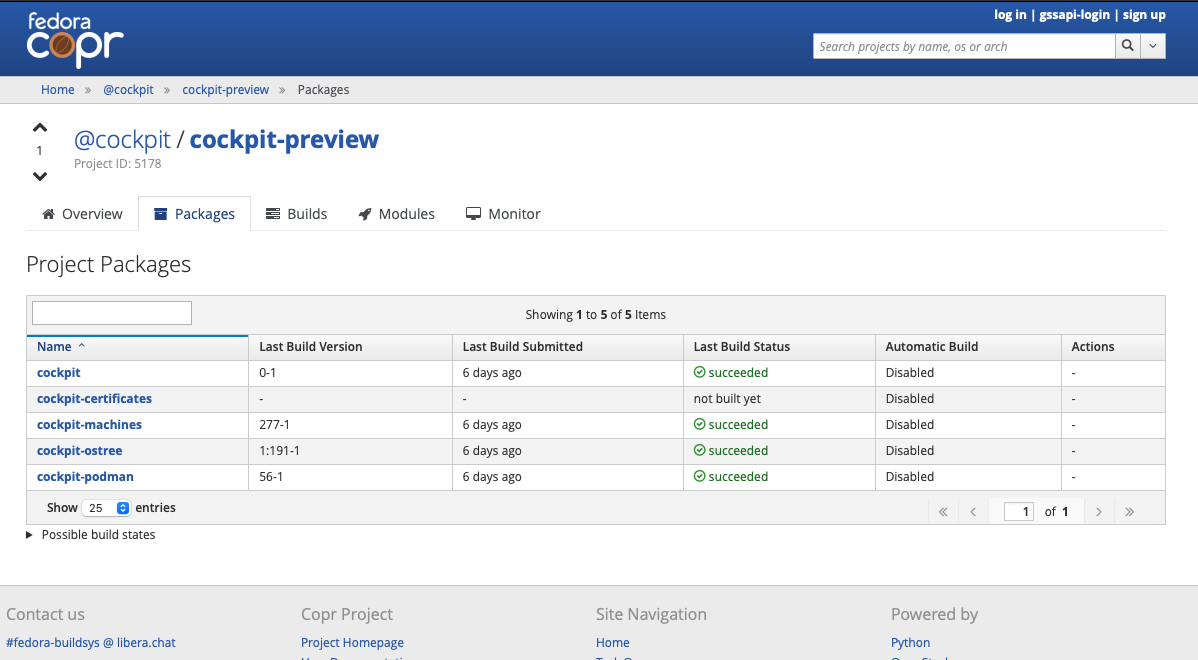 Release 279 on COPR built with Package Version 0-1 · Issue #17908 · cockpit-project/cockpit · GitHub