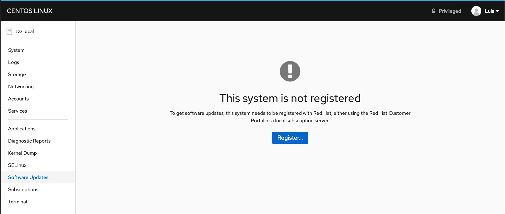 Centos 8 - Cockpit Preview get the RHEL Subscription Manager installed ...