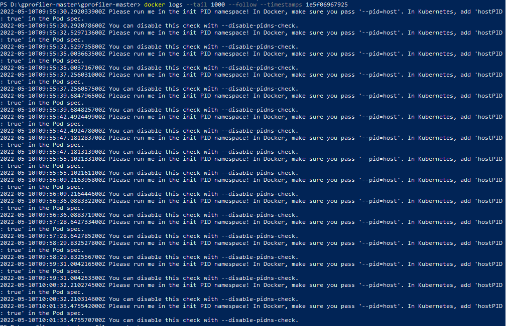 cannot sync data from gprofiler using docker · Issue #364 · intel/gprofiler · GitHub