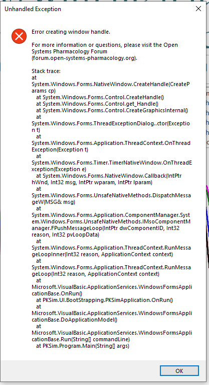 Unhandled exception with PK-sim and Windows · Issue #1326 · Open-Systems-Pharmacology/PK-Sim ...