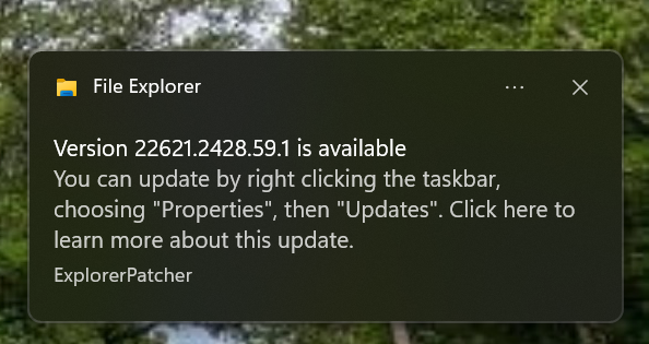 Does not stay running, does not show in taskabr · Issue #2377 · valinet/ExplorerPatcher · GitHub