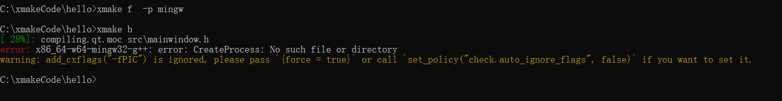 windows10在QT mingw编译项目报错 · Issue #1064 · xmake-io/xmake · GitHub