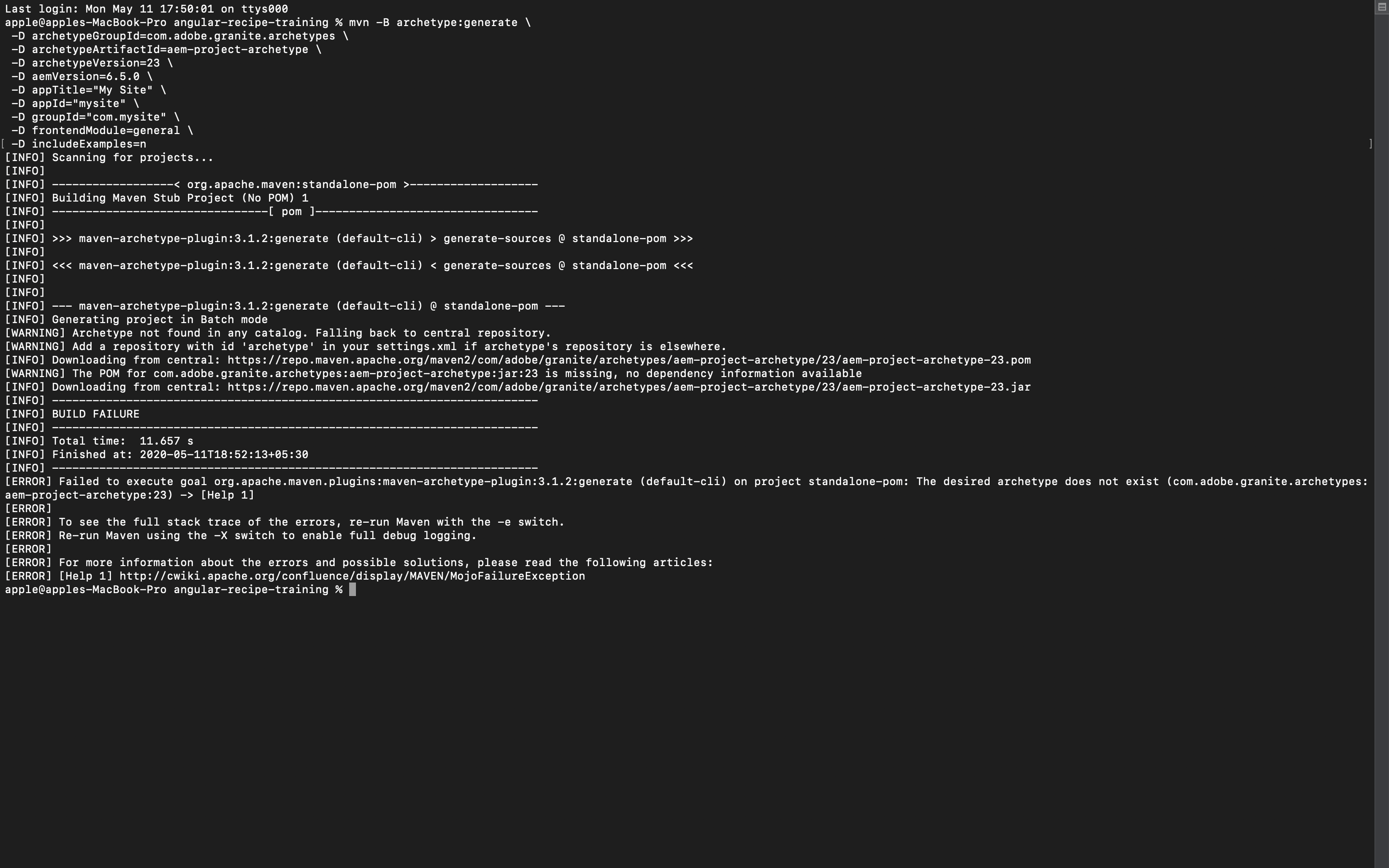 Maven execution stops at middle while creating new project · Issue #370 · adobe/aem-project ...