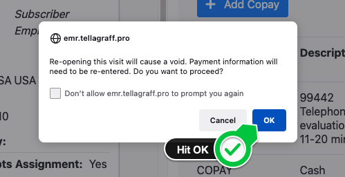 Pressing enter on modal window during uncheckout in fee sheet resets modal to previous state ...