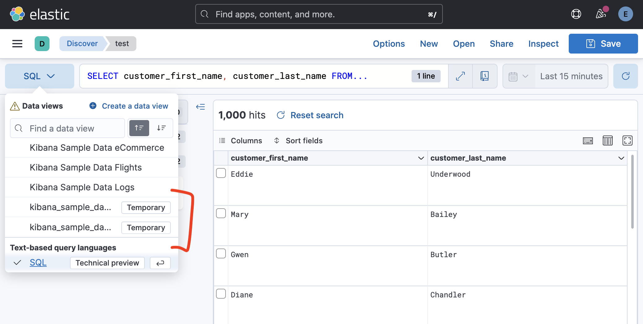 [Discover] Generated temporary data views when using text-based mode are added to the data views ...