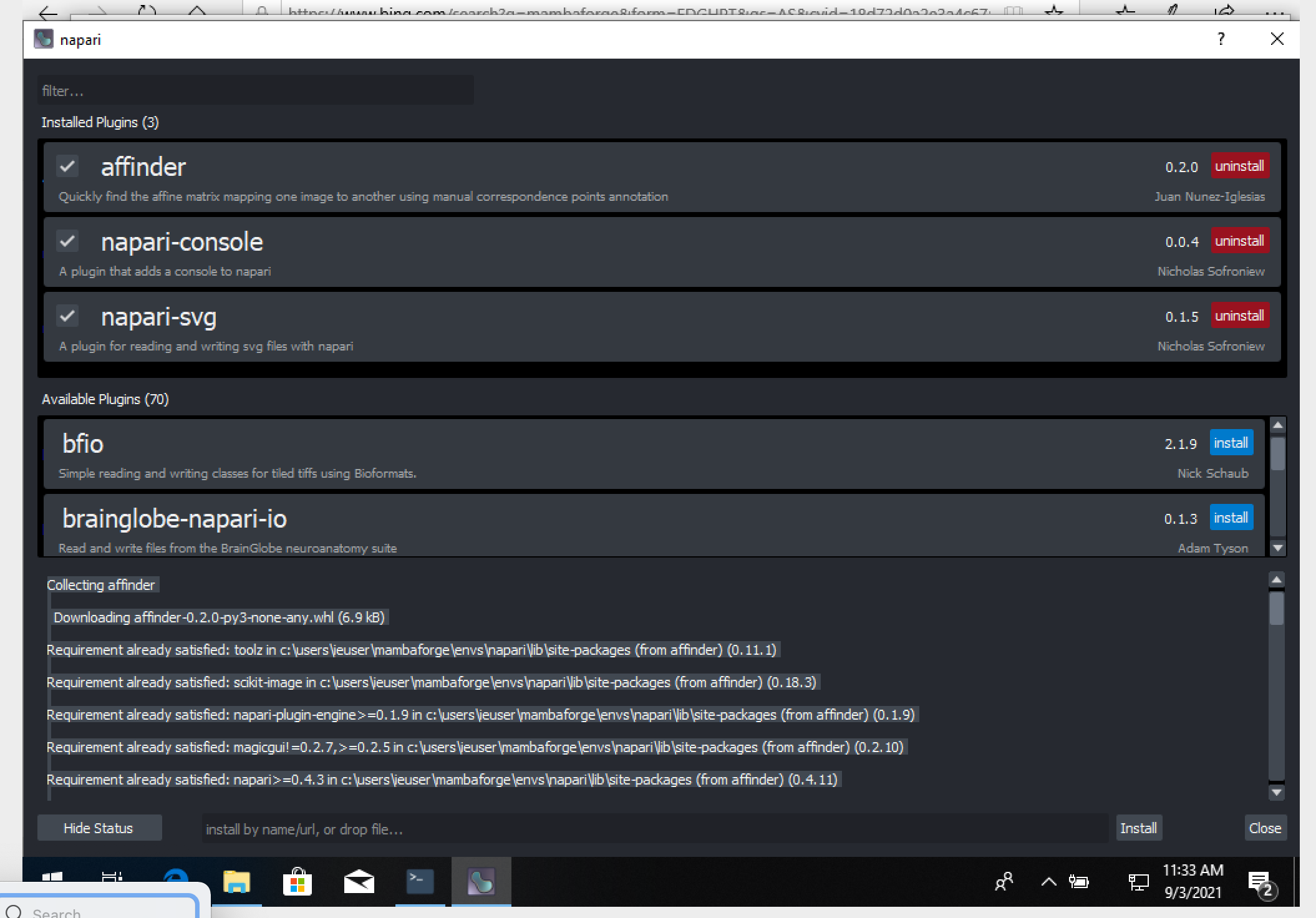 Installing some plugins fails when conda-based environments are mixed with builtin pip installer ...
