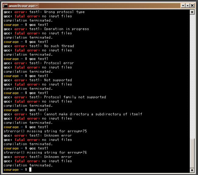 Ports Trying To Compile Non Existant File With Gcc Provides The Wrong Error Number And Also 6153