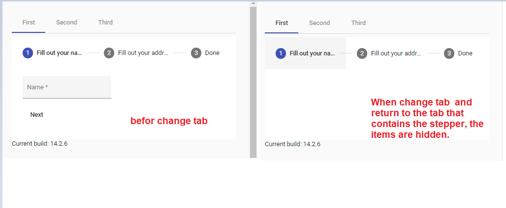 bug(COMPONENT): Use a stepper inside a tab · Issue #25925 · angular/components · GitHub