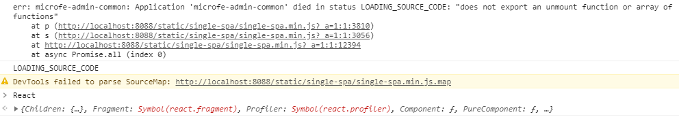 Application 'xxx' died in status LOADING_SOURCE_CODE: Unable to resolve bare specifier 'React ...