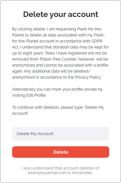 Delete Account Functionality · Issue 890 · Plant For The Planet Orgplanet Webapp · Github