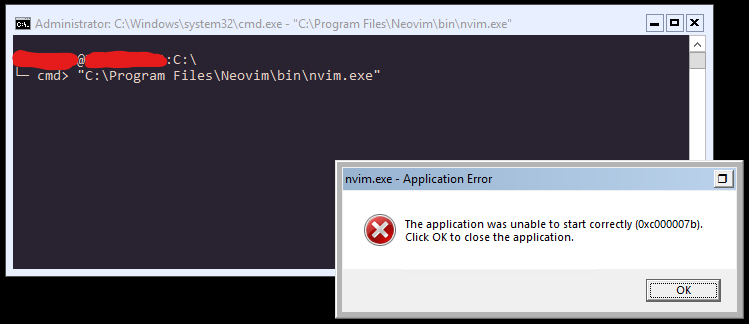 neovim fails to start on Windows Server without Desktop Experience ...