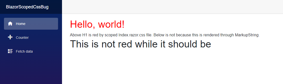 Blazor Does Not Target Scoped Css When Html Is Rendered As A Markupstring · Issue 32462
