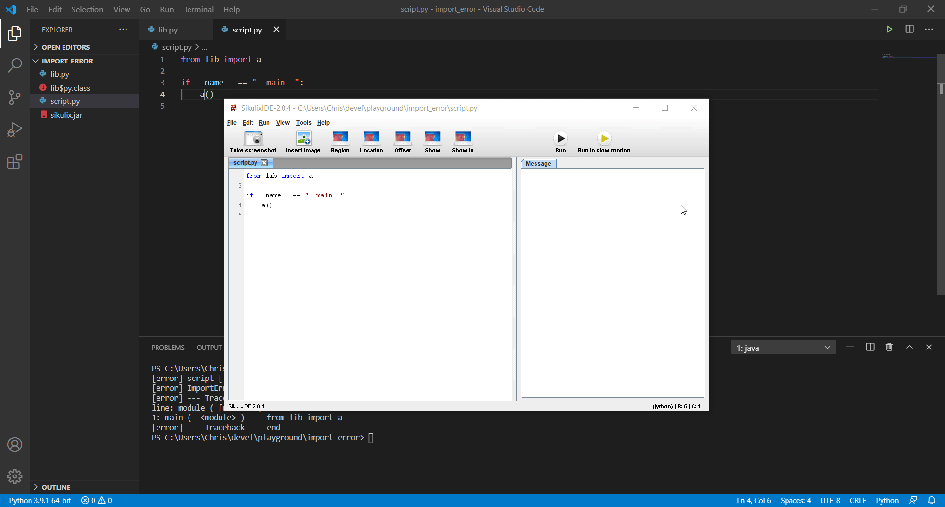 [windows 10 Java 8] Importerror When Using The R Command Line Argument But Not When Using The