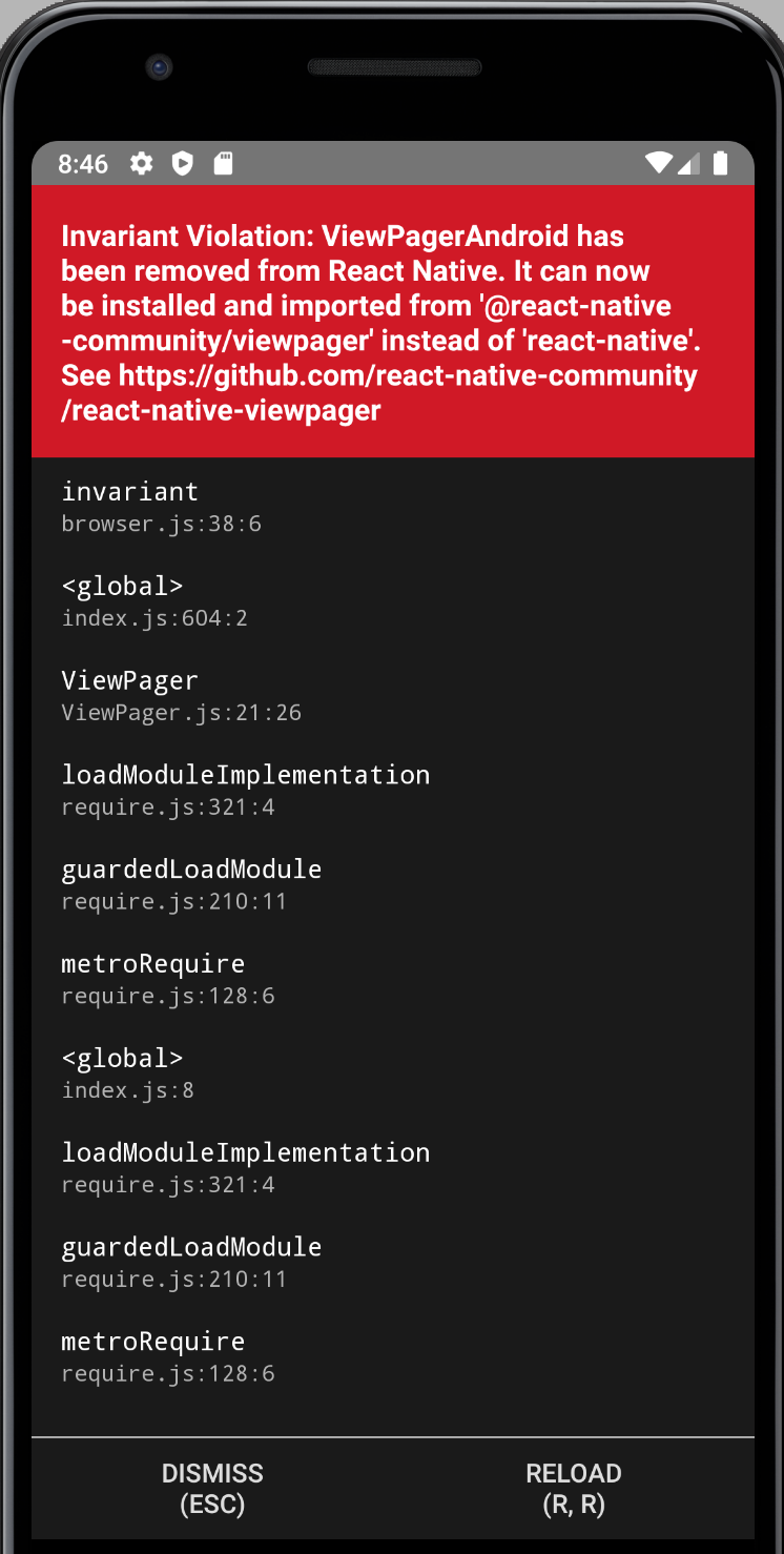 Invariant Violation Viewpagerandroid Has Been Removed From React Native · Issue 163