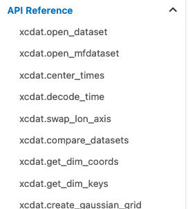 [Doc]: xcdat API Reference not in (exact) alphabetical order · Issue #410 · xCDAT/xcdat · GitHub