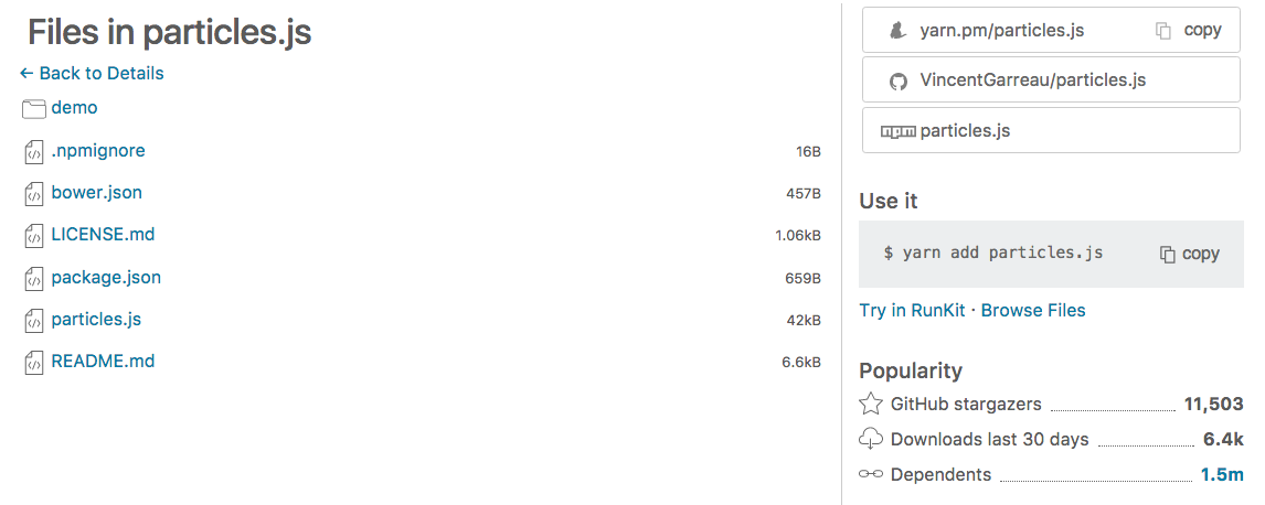 Yarn package doesn't contain the minified version · Issue #240 · VincentGarreau/particles.js ...
