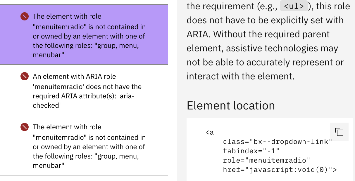 Accessibility in cv-dropdown-item · Issue #1343 · carbon-design-system ...