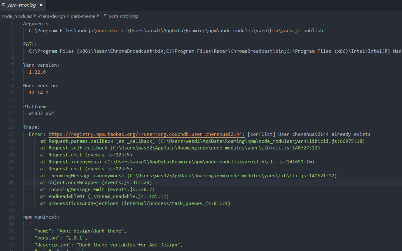 🐛[BUG]今日install 暗黑主题报错 · Issue #6402 · ant-design/ant-design-pro · GitHub