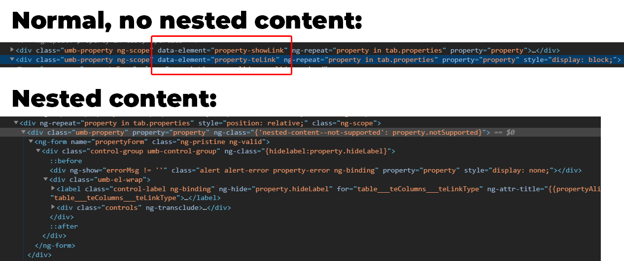 NestedContent - Missing data-attribute on property editors. · Issue #6148 · umbraco/Umbraco-CMS ...