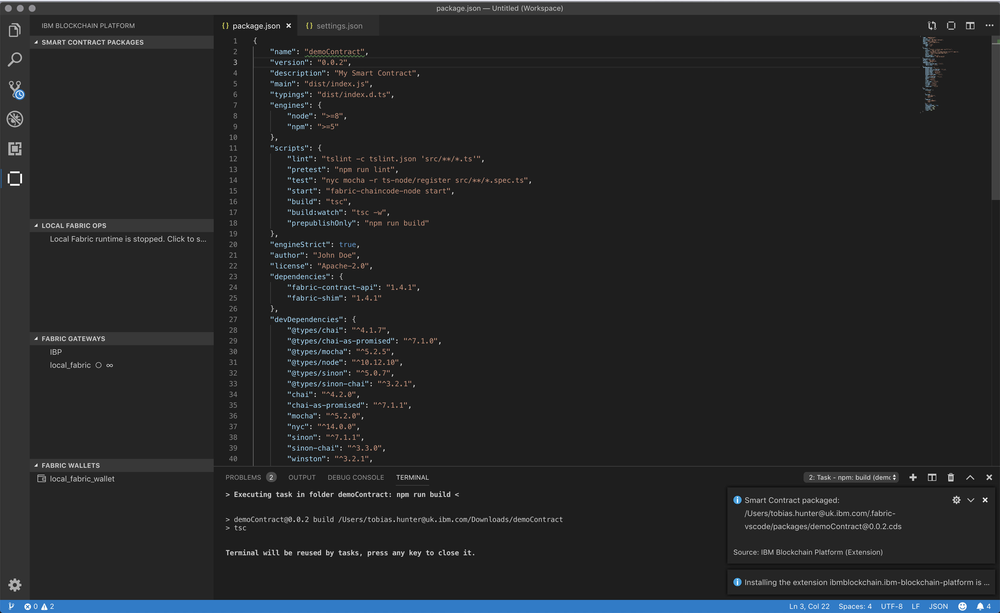 Smart Contract Package Doesnt Show In View · Issue 902 · Ibm Blockchainblockchain Vscode