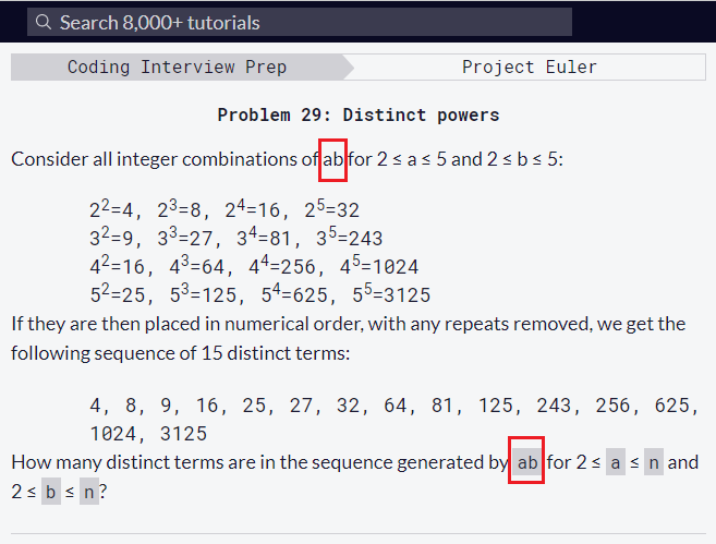 Mistake in the description of Problem 29: Distinct powers · Issue ...