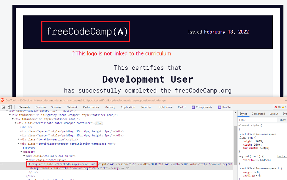 FCC logo not linked to curriculum has aria-label "freeCodeCamp Curriculum" · Issue #45095 ...