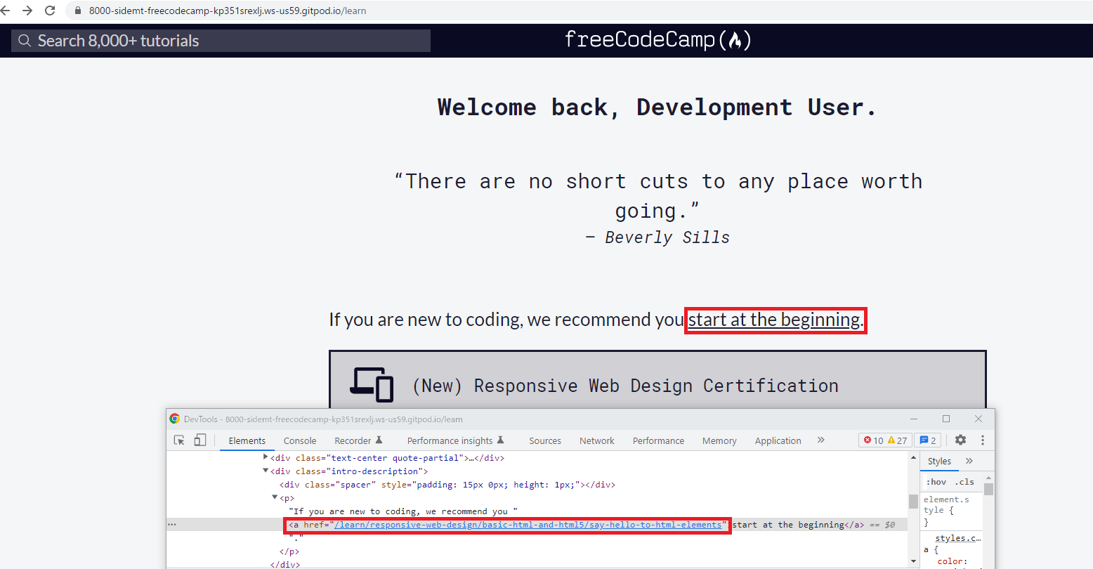 "start at the beginning" link navigates to the legacy RWD · Issue ...