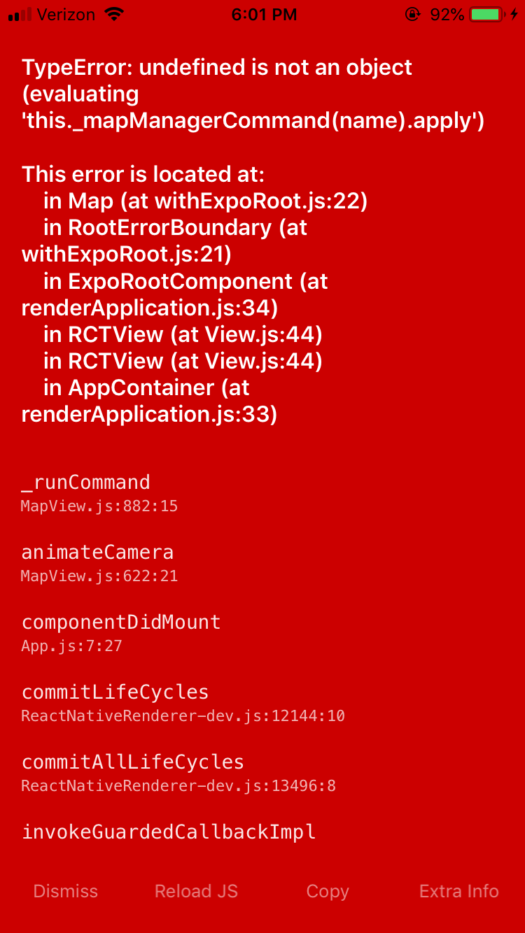 Cannot Read Apply Of Undefined Animatecamera · Issue 2810 · React Native Mapsreact Native