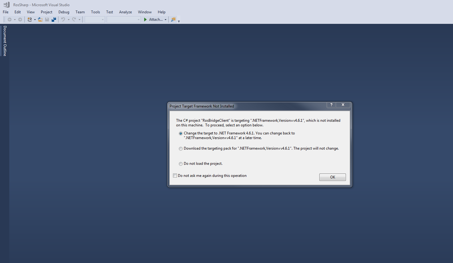 Can't build RosSharp.sln in Visual Studio successfully when creating ...