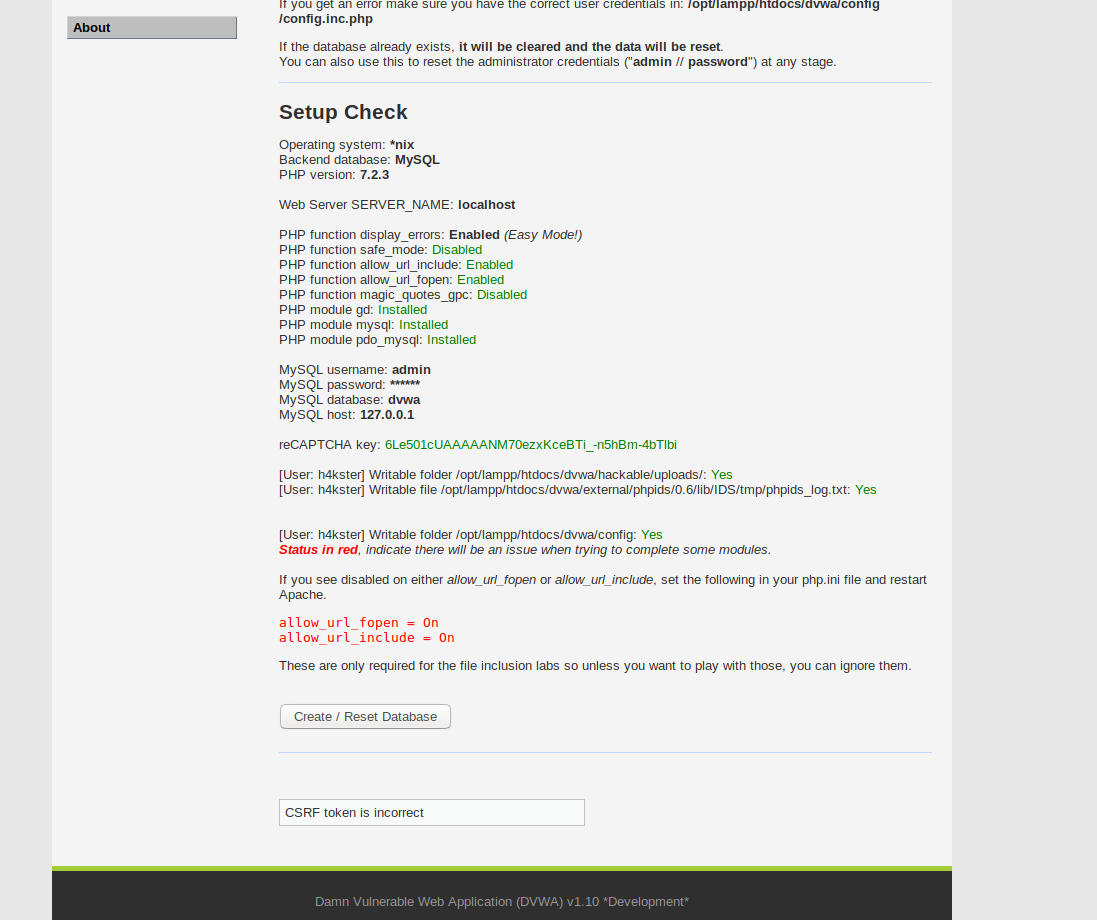 CSRF token is incorrect DVWA · Issue #241 · digininja/DVWA · GitHub