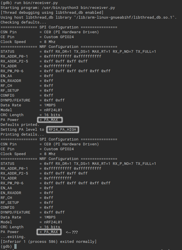 Cannot set PA Power via Python3 · Issue #571 · nRF24/RF24 · GitHub