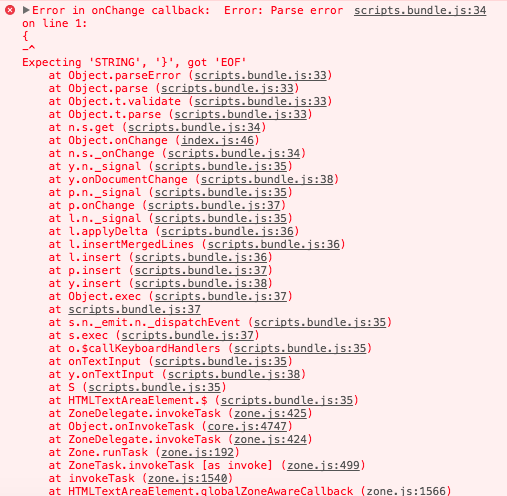 "Error in onChange callback: Error: Parse error on line 1" in code mode ...