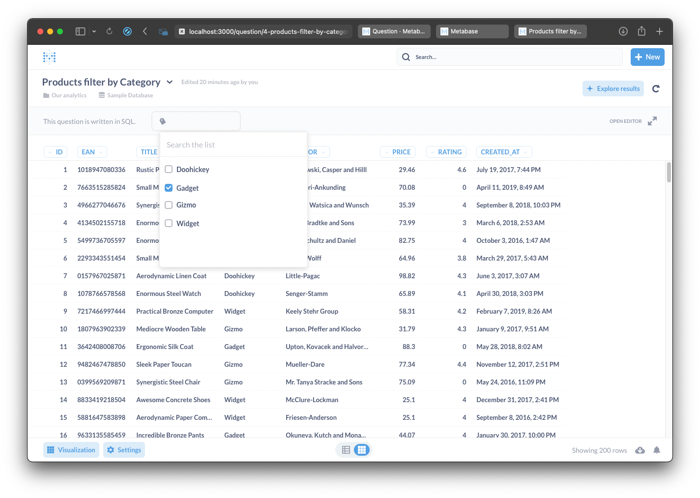 Unable To Select Value For Field Filter Of Native Question · Issue 22588 · Metabasemetabase 