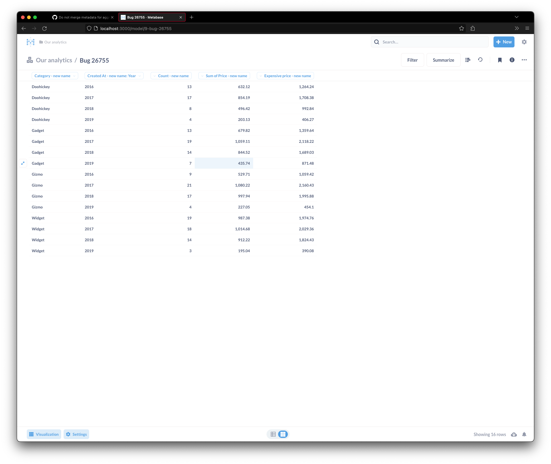 Models Metadata changes does not work for aggregation metrics · Issue #26755 · metabase/metabase ...