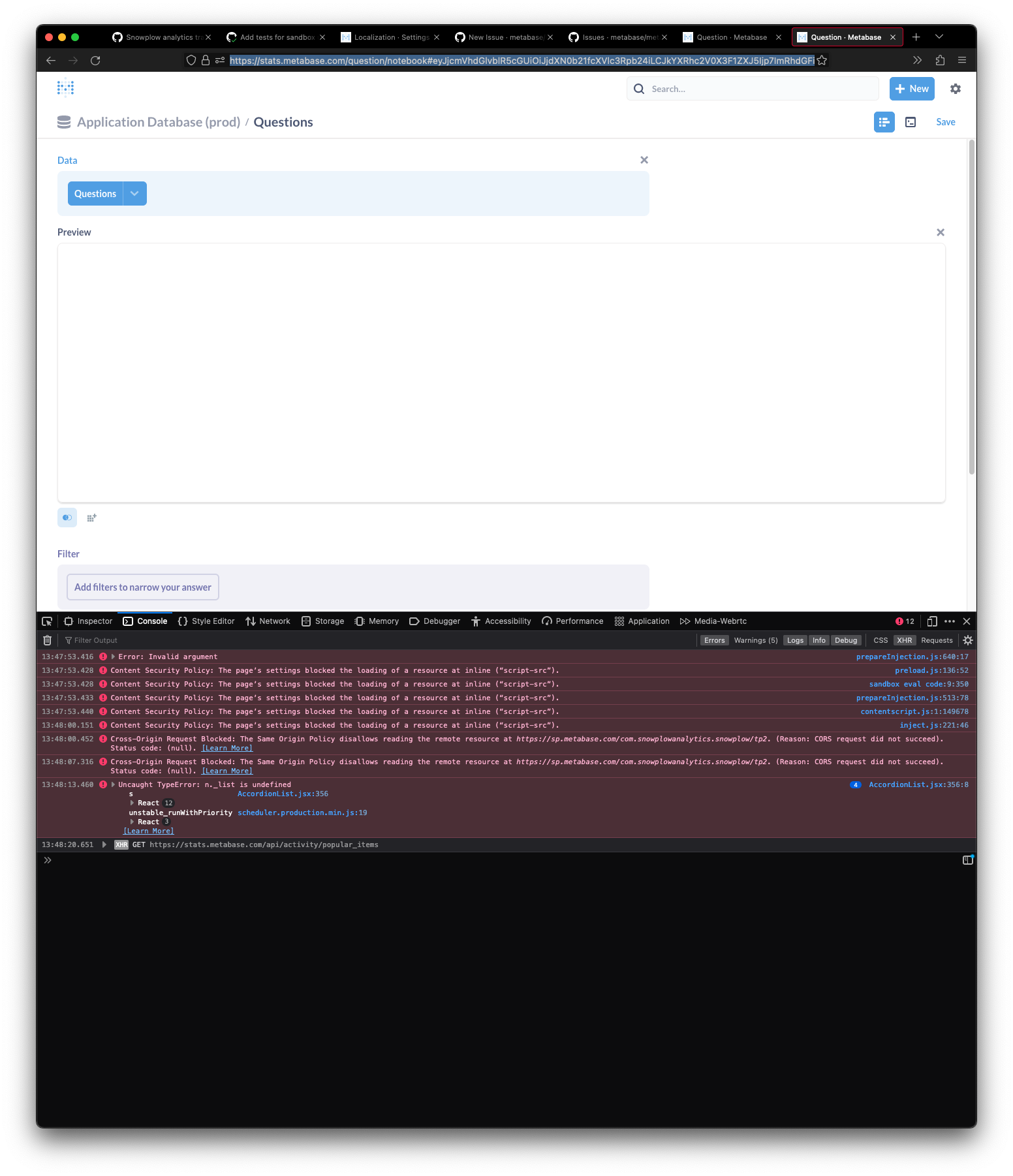 Step previews in notebook editor are not working · Issue #28726 · metabase/metabase · GitHub
