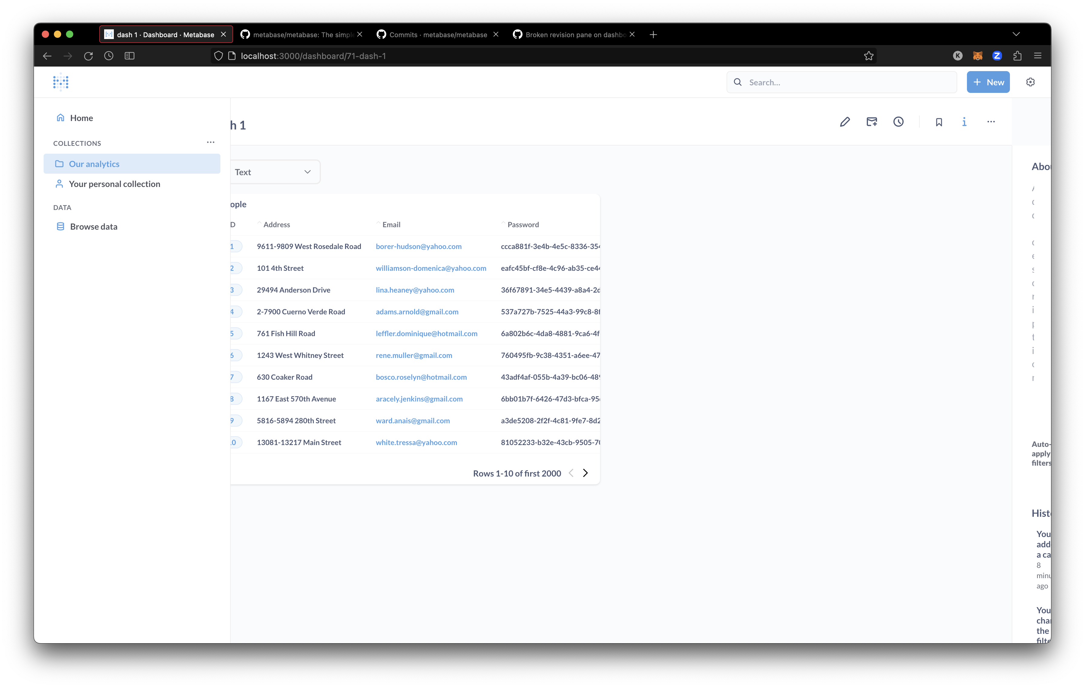 Broken Revision Pane On Dashboard On Firefox · Issue 31710 · Metabase Metabase · Github