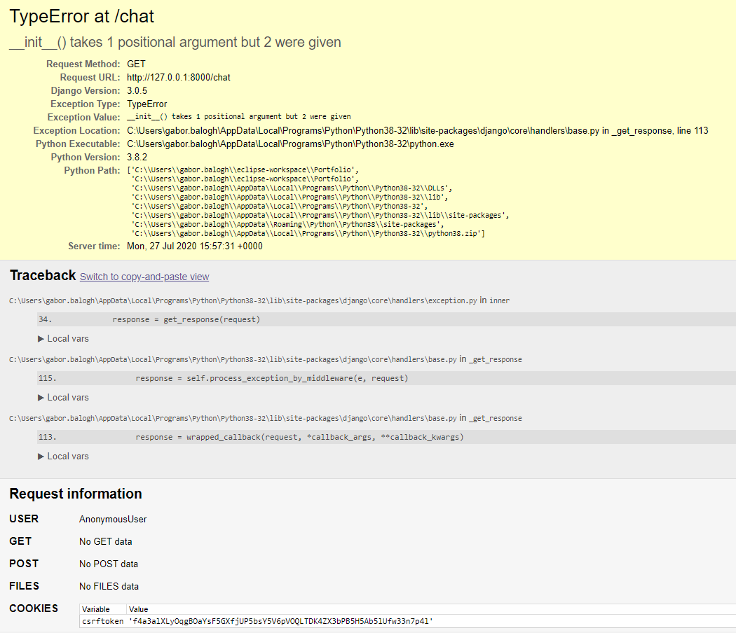 Internal Server error 500 · Issue #2015 · gunthercox/ChatterBot · GitHub
